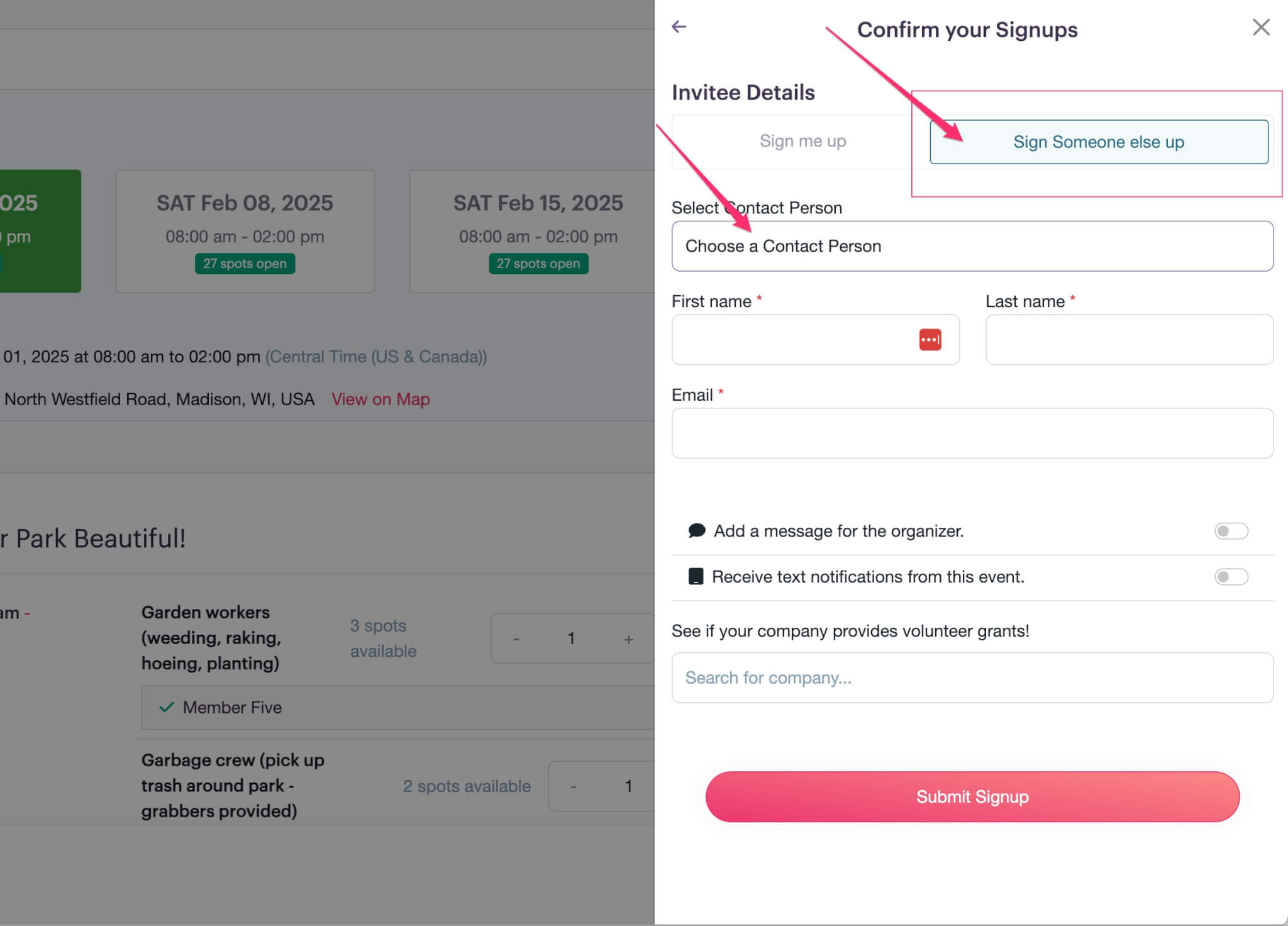 Auto-Populate Contact Info When Signing Someone Else Up